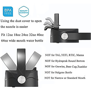 XACIOA Straw Lid for Hydro Flask Wide Mouth Bottle, Lid with Straws for 12 16 18 20 32 40 64 oz Bottle, Sport Cap Water Bottle Accessories Top Replacement Bottle Lid