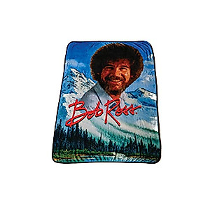 Bob Ross Design Soft Throw Size Fleece Plush Blanket - Fluffy, Warm, Fuzzy & Cozy – 100% Silk-Feel Polyester Perfect for Outdoor or Indoor Bed, Sofa or Couch While Watching TV/Movies - 45 x 60 Inches