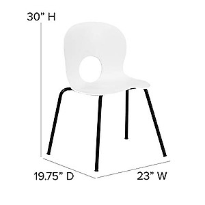 EMMA + OLIVER Designer White Plastic Stack Chair with Black Frame