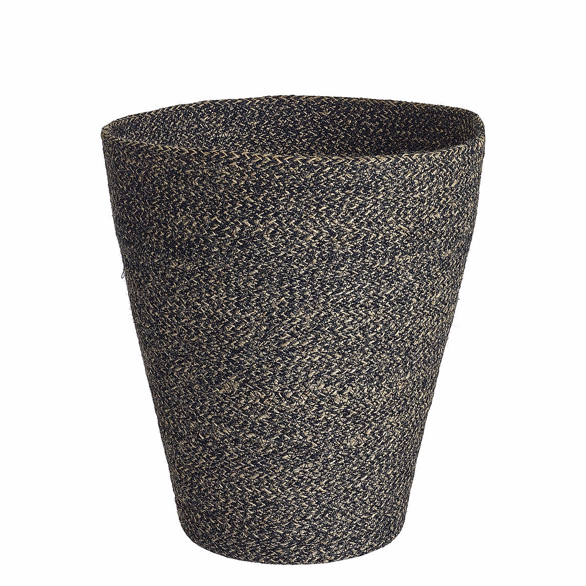 Design Ideas Melia Wastecan, Natural Woven Jute Round Trash Bin, 11" Diameter x 11" Tall, Black