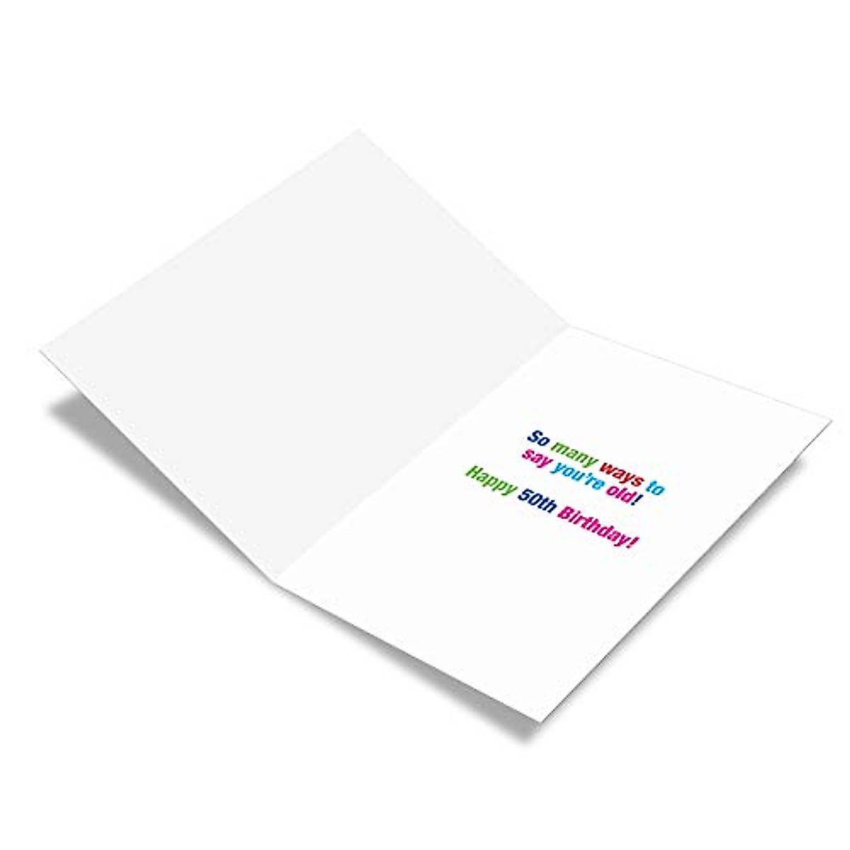 NobleWorks - 50th Funny Card for Birthday - Milestone Bday of 50 Years, Celebrate and Congrats Notecard with Envelope - Word Cloud 50 C3249MBG