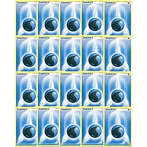 20 Basic Water Energy Pokemon Cards (Diamond & Pearl Series Design, Unnumbered) [Blue-Type]