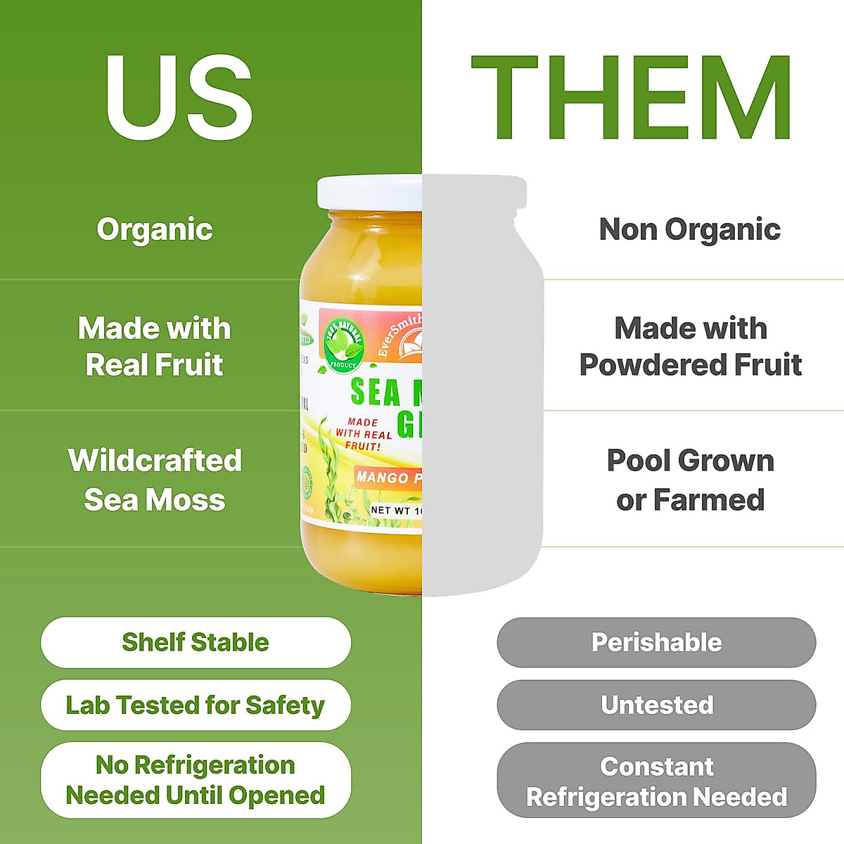 EverSmith Organics - Wildcrafted Irish Sea Moss Gel | Made in USA | Rich in Vitamins & Minerals | Sea Moss Gel Organic Raw | Nutritional Supplement | Mango Pineapple (16 oz)