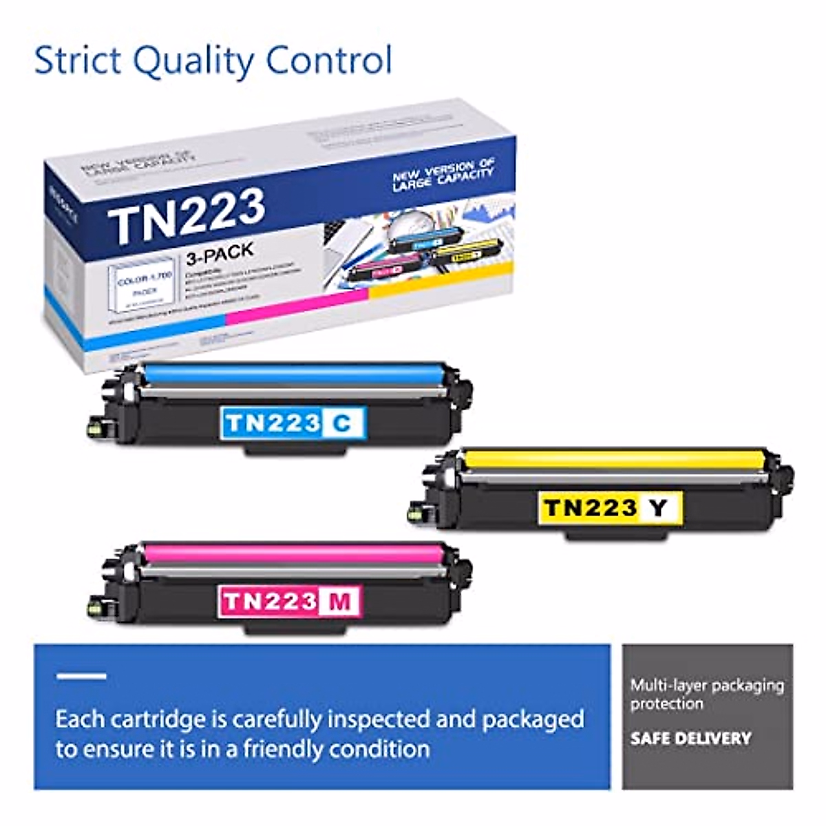 TN-223C TN-223M TN-223Y TN223 Toner Cartridge - Replacement for Brother TN223 HL-3210CW 3230CDW 3270CDW 3230CDN 3290CDW MFC-L3710CW L3770CDW Printer (3 Pack, 1C/1M/1Y)