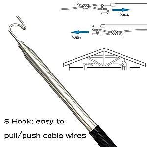 AHRYLXY Telescoping Pole with Hook Magnetic Pickup Grabber Tool, Telescopic Push Pull Rod Wire Grabber Tool Fish Stick, Telescopic Magnetic Pick-Up Tool