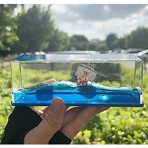 ROSSOM Unsinkable Thousand Sunny Pirate Ship in a Box,Non Sinking Anime Ship Fluid Drift Bottle, Unsinkable Boat in a Box, Unsinkable Ship Ornament Desk Decor Display Cases Fans Gifts