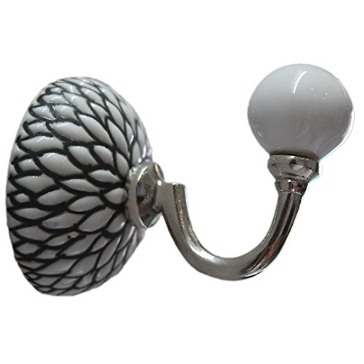 PARIJAT HANDICRAFT Hand Painted Beautifully Black & White Colored Ceramic Wall Hook Hanger Key Holder hat Clothes hangings Bath Towel Hook Hanger.