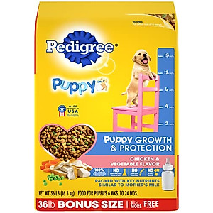 PEDIGREE Puppy Growth & Protection Dry Dog Food Chicken & Vegetable Flavor, 36 lb. Bag
