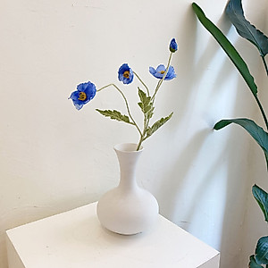 Kamang Artificial Poppy Blue Silk Flowers (3 Stems) for Home Decor, DIY Bouquet, Wedding. Real Touch Blue Silk Flower, Artificial Plants Poppy Blue Flowers Table Centerpiece (Himalayan Blue)