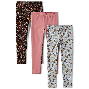 The Children's Place,Printed Leggings 3-Pack,Regina Floral_Kona_Lotus Flower | Tuscan Glow | Western Doodle_Smoky Blue,XLarge (14)