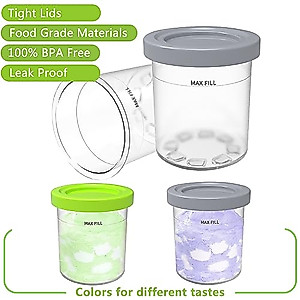 Aooba Extras Containers 16oz, Replacement for Ninja Creami Pints And Lids, Compatible with NC299AMZ NC301 NC300 Series, BPA Free & Dishwasher Safe Leak Proof (Green/Grey)
