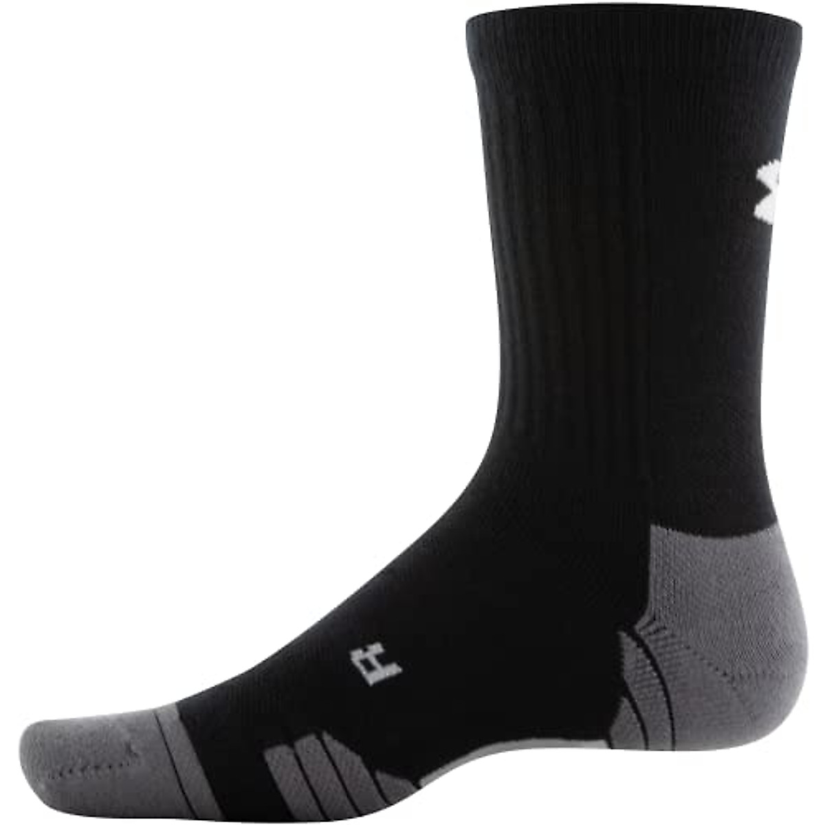 Under Armour Adult Team Crew Socks, 1-Pair , Black/Graphite/White , Large