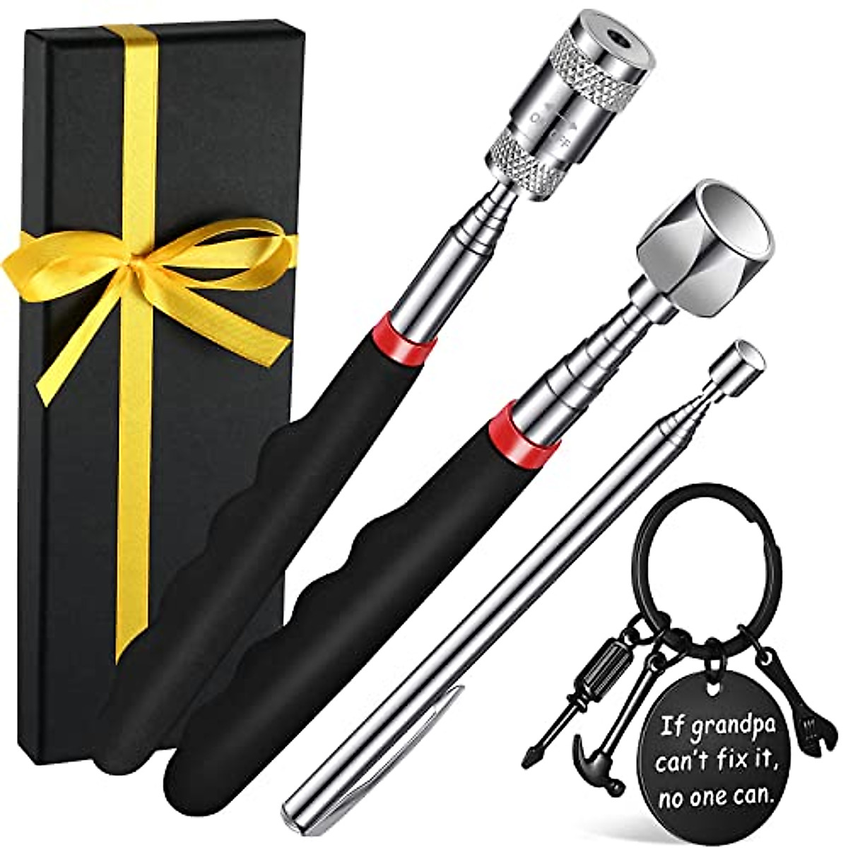 Gifts for Dad Magnetic Pickup Tool Stocking Stuffers Telescopic Magnet Stick with keychain Tech Birthday Gifts for Men (Dad Style)