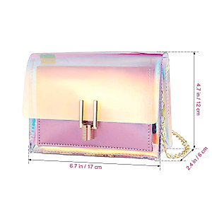 Iridescent Purse Hologram Clutch Purse Iridescent Crossbody Bag Clear Chain Handbags for Women Holographic Purse