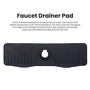 Self-draining Silicone Splash Guard Kitchen Sink Durable Faucet Drain Pad for Clean Black S