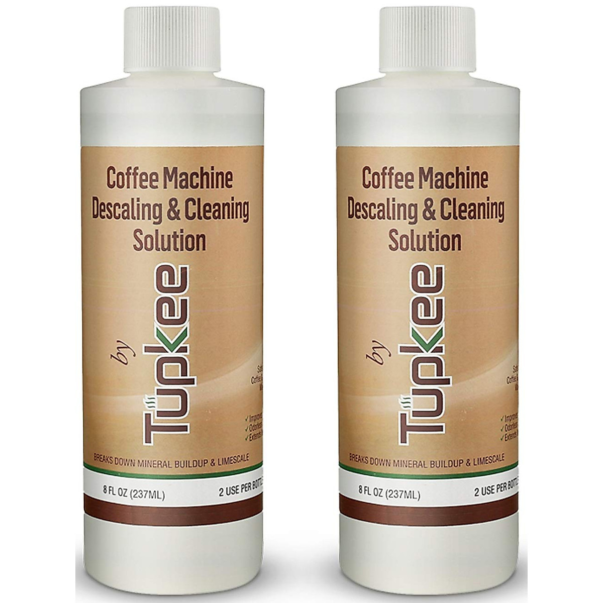 Coffee Machine Descaling Solution - Made in the USA - 2 Uses Per Bottle - Universal Cleaning Descaler for Keurig Coffee Machines, Nespresso, Breville, Delonghi All Single Use Coffee Maker - Pack of 2
