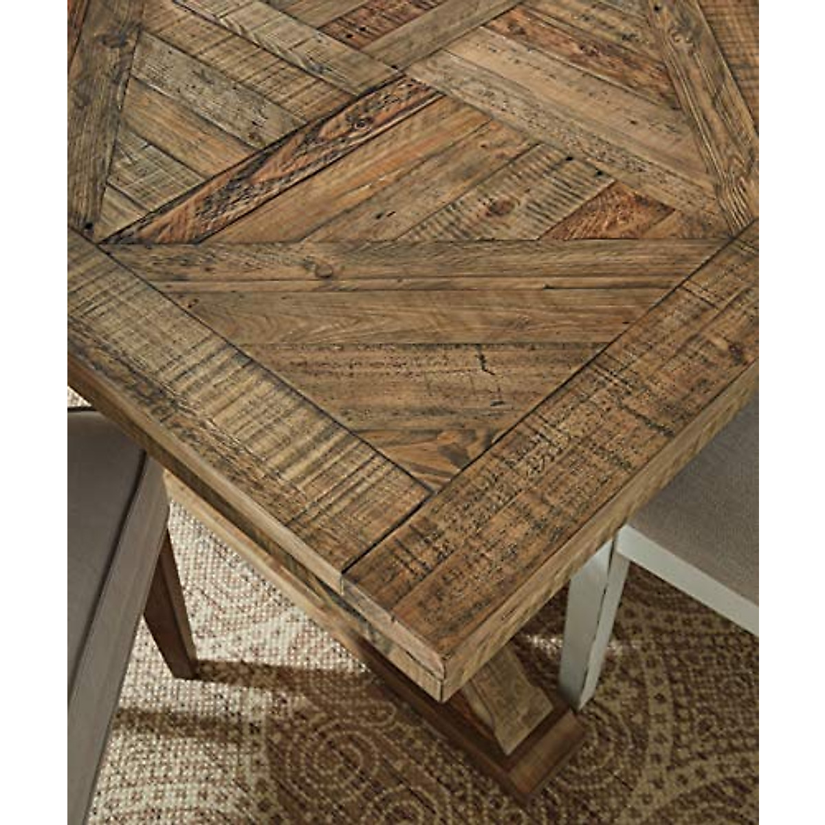 Signature Design by Ashley Grindleburg Farmhouse Reclaimed Wood Dining Table, Seats up to 6, Light Brown