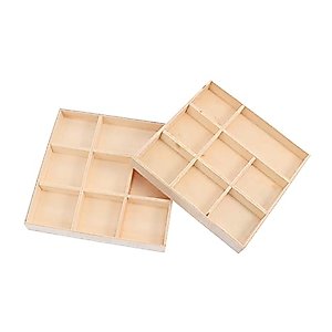 EXCEART 2pcs Wood Tray Box for Craft Compartments Wooden Divided Boxes Succulents Flower Pot Desktop Storage Box Holder Display Tray for Jewelry Ornaments