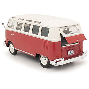 Maisto Volkswagen Van "Samba" Bus, Red & Beige 31956 - 1/25 (1/24) Scale Diecast Model Toy Car