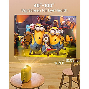 Mini Portable Projector with 720P Native Resolution, Dustproof Projector Compatible with Windows/ TV stick with HDMI connection