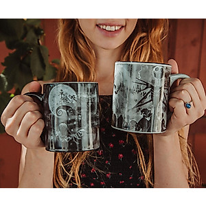 Disney The Nightmare Before Christmas Stormy Night Ceramic Mugs, Set of 2 | BPA-Free Small Coffee Cups