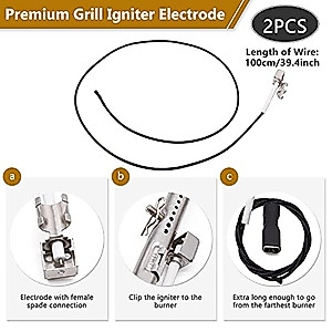 Criditpid Grill Replacement Part for Charbroil 463625217 463625219 463673519 463673019 463347017 463673517 463673017 463275517 463342119, 2Pack Grill Burner Heat Plate Ignitors Crossover Tube