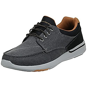 Skechers Men's Relaxed Fit-Elent-Mosen Boat Shoe, Black, 9.5 M US