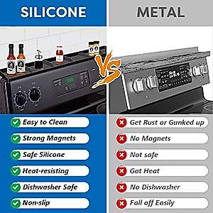 Stove Top Shelf Magnetic, Silicone Spice Rack Over Stove Shelf Back of Stove Flat, 30 Inch Magnet Top of Stove Kitchen Shelf Stove Organizer Above Stovetop Storage-Black