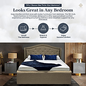 Aylas Furniture Twin Bed Mattress 6 Inch Twin Foam Mattress High Density Reflex Support Layer & Visco-Elastic Comfort Foam with Premium Polyester Cover Eco-Friendly Breathable Firm Twin Mattress