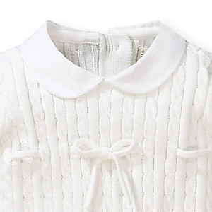 Hope & Henry Layette Long Sleeve Cable Romper with Peter Pan Collar