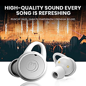 Mixsoul TWS Bluetooth 5.0 Earbuds with Charging Case, Mini HD Stereo Sound Noise Cancelling in-Ear Headphones, One-Step Pairing IPX5 Waterproof True Wireless Earbuds Built-in Mics for iPhone/Android