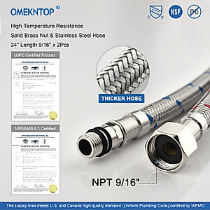 Brushed Nickel Bathroom Faucet 3 Hole, OMEKNTOP 8 Inch Waterfall Bathroom Faucet with Overflow Pop Up Drain and cUPC Hose, Two Handle Bathroom Sink Faucet for Basin Lavatory Vanity