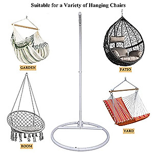 Round Base Heavy Duty Hanging Stand - Powder Coated Hammock Stand for Hammock Chair, Indoor and Outdoor (White)