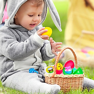 100-Pcs Easter Eggs with Toys Inside I Prefilled Easter Eggs Includes Slap Bracelets, Sticky Hands, Light Up Rings & More I Plastic Easter Egg Fillers for Your Easter Egg Hunt Bulk Easter Party Favors