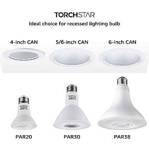 TORCHSTAR PAR38 LED Flood Light Outdoor Bulbs, Dimmable Bright Waterproof PAR38 LED Bulb, 120W Equivalent, 1250LM, 4000K Cool White, 15W, E26 Base, UL & Energy Star Listed, Pack of 6