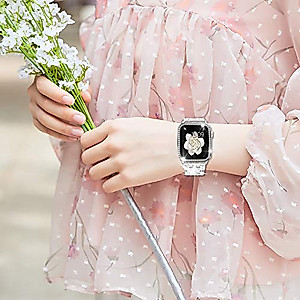 Supoix Compatible with Apple Watch Band 38mm + Case, Women Jewelry Bling Diamond Rhinestone Replacement Metal Strap &Soft TPU Protector Case for iWatch Series 3/2/1（Silver)