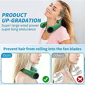 SAMISKO Personal Cooling Portable Neck Fans - USB Rechargeable,360 Free Rotation & Lower Noise Bladeless Battery Operated Design with 3 Speeds Duration 48 hrs, Small Neck Air Conditioner(Black)