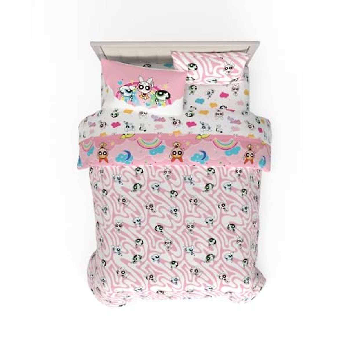 Franco Collectibles Powerpuff Girls Bedding 7 Piece Super Soft Comforter and Sheet Set with Sham, Queen, (100% Official Licensed Product)