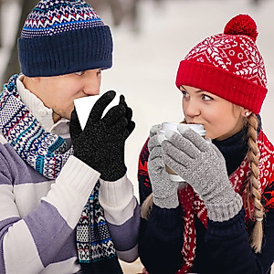 ONESING 2 Pairs Winter Gloves for Women Warm Womens Gloves with Touchscreen Fingers Knit Winter Gloves for Cold Weather