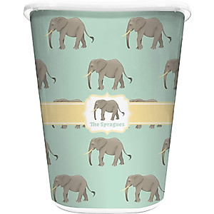 RNK Shops Personalized Elephant Waste Basket - Single Sided (White)