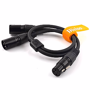 DISINO XLR Splitter Cable, 3 Pin XLR Female to Dual XLR Male Patch Y Cable Balanced Microphone Splitter Cord Audio Adaptor- 1.5 Feet