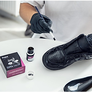 Dye with Primer for Natural and Synthetic Leather Shoes, Kaps Super Color and Preparer, 70 Colors (107 - Yellow)