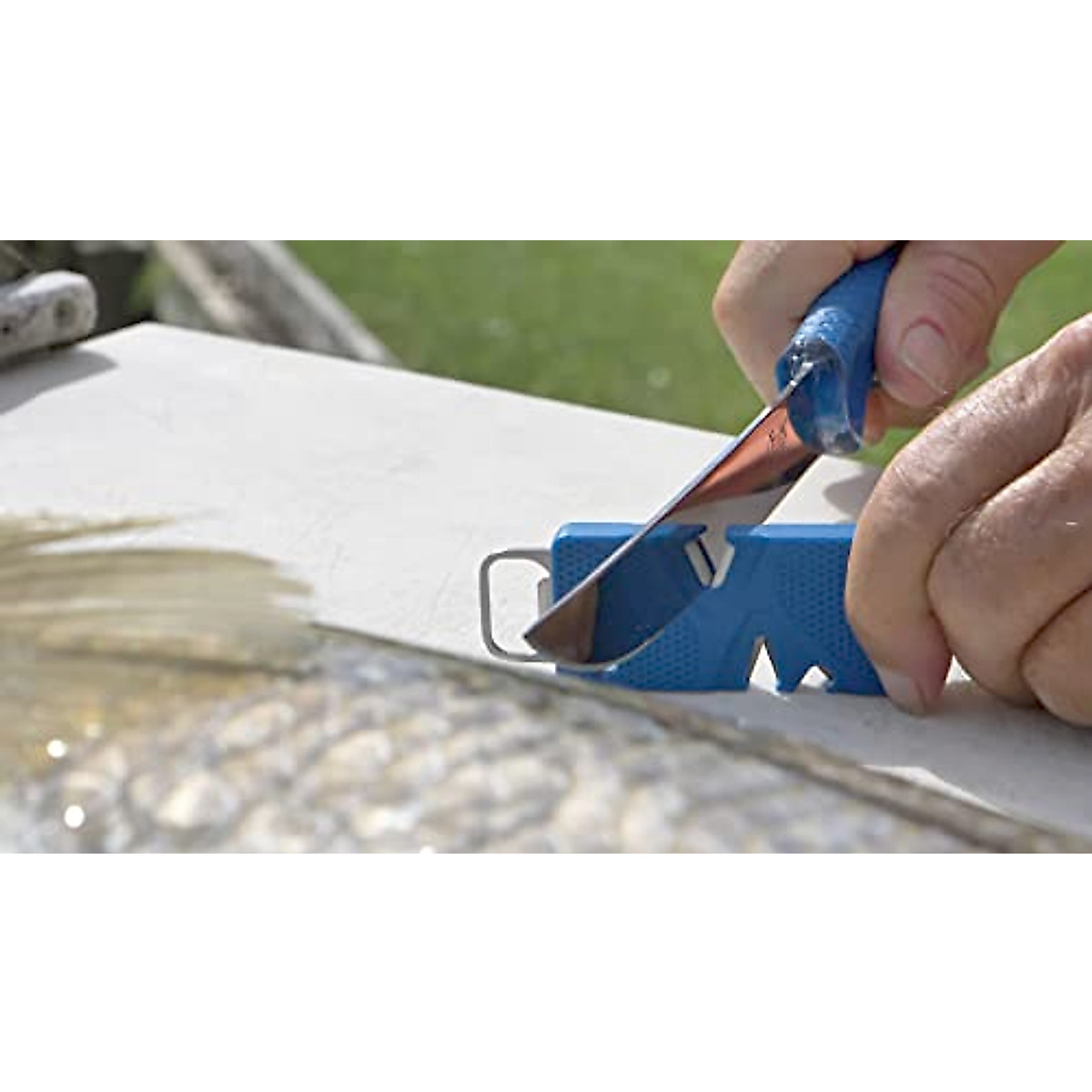 CUDA Diamond Pocket Sharpener #23062 | Compact Portable Sharpener with Integrated Line Cutter, Bottle Opener, & Hook Sharpening Grooves