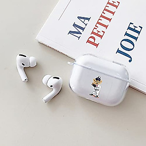 ONLYOU Compatible with Airpods Pro Case Cover with Keychain Korean PC Bear Baseball Batter Clear Transparent Airpods Pro Cover Carabiner Charm Hard Case (Airpods Pro (1st / 2nd Generation) Clear)