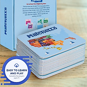 Matchello Memory Matching Game - Learn Geography for Kids – 50 States Matching Game – Educational and Fun State Cards for Kids and Grownups – Colorful Cards – Ages 7 and Up