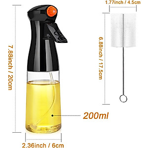 Leaflai Olive Oil Sprayer, 200ml Rotatable Nozzle Olive Oil Spray Bottle for Cooking Premium Oil Mister with Brush Oil Spritzer for Air Fryer, BBQ, Salad, Baking,Grilling Kitchen Gadgets