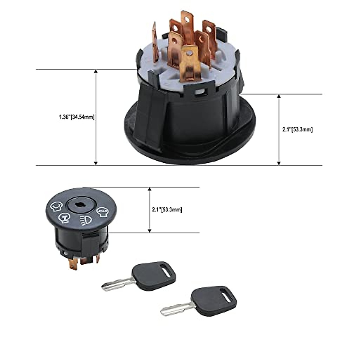 VIRTIONZ MWIRE Ignition Switch with Two Keys Replacement CompatibleReplacement for Husqvarna 532175566 || 175566 || for Riding Lawn Mowers