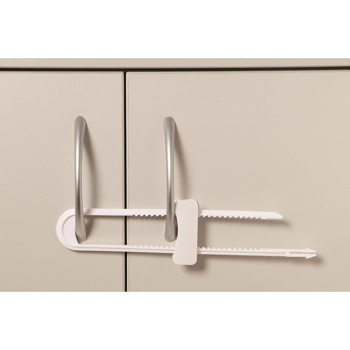 Dreambaby Sliding Cabinet Locks - Child Proof Cabinet Latches - For Kitchen, Bathroom Storage Doors Handles & Knobs - Suitable for Round & D-Shaped Handles - 6 Pack - White - Model L715