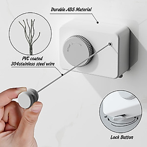 Dancrul Retractable Clothesline Indoor, Clothes Line Retracting Outdoors, Wall Mounted Clothes Line Outdoors Set,13.8 Ft Heavy-Duty Retractable Laundry Line,White