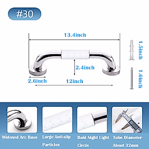 Shower Handle 2 Pack, WIENOLOA Grab Bars for Bathtubs and Showers, 12 inch Safety Bathroom Grip, Balance Assist for Handicap Elderly Seniors Pregnant Children Stainless Steel Hand Rail Shower Armrest